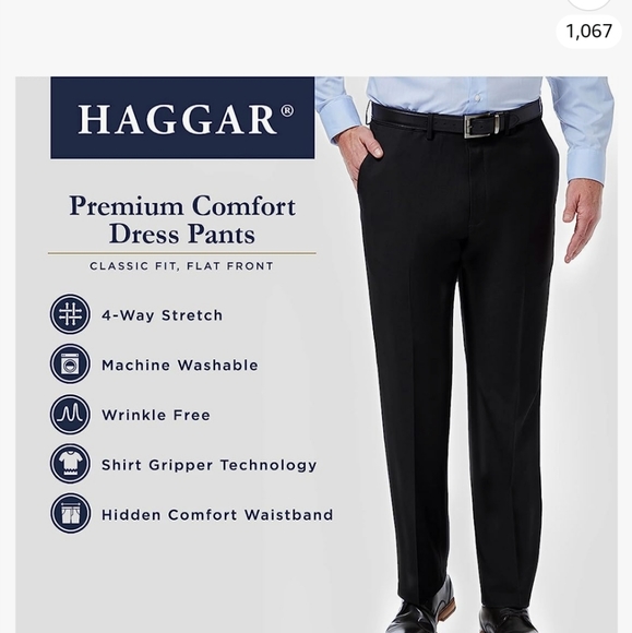 Haggar | Pants | Haggar Classic Fit Black Mens Pants With Stretch Size ...